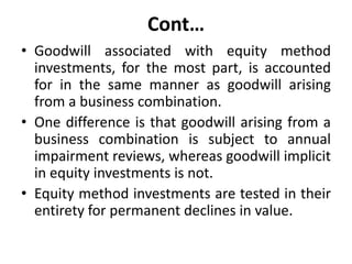 Advansed Accounting Ch 1: The Equity Method of Accounting for ...