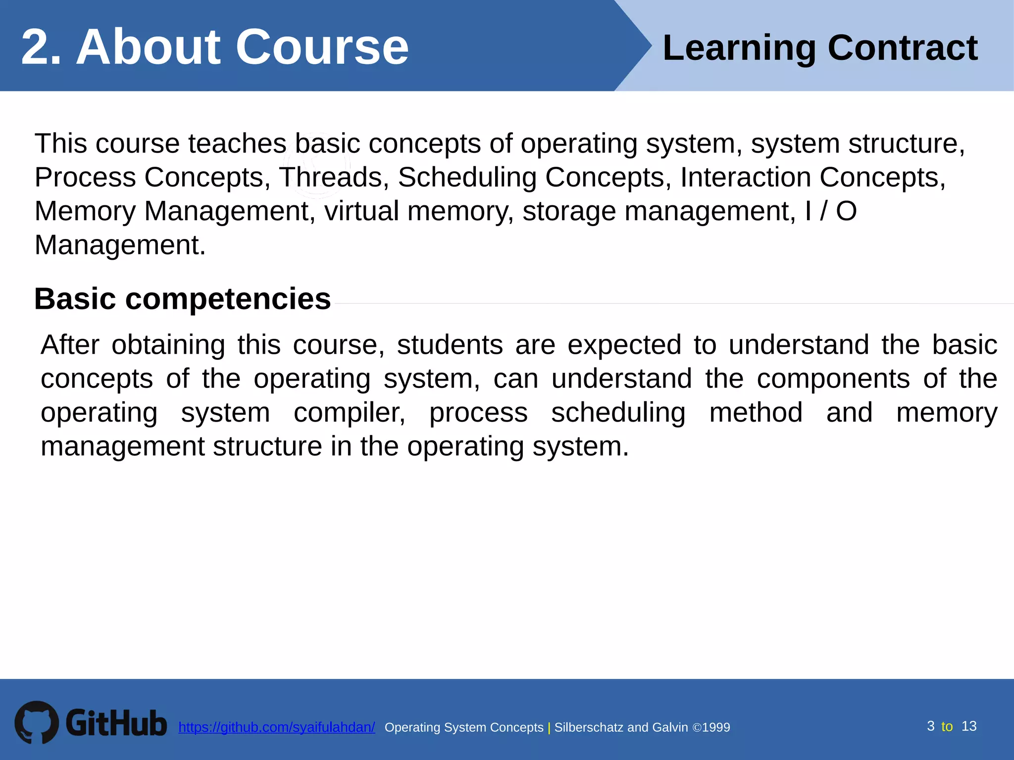 Operating System-Learning Contract | PPT