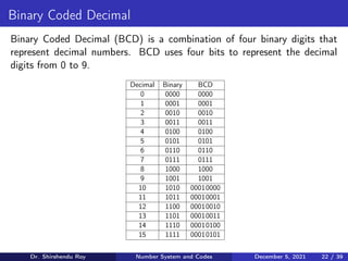 Binary Number System and Codes | PPT