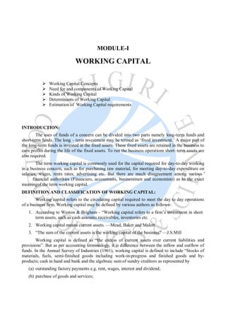 WORKING CAPITAL MANAGEMENT | PDF
