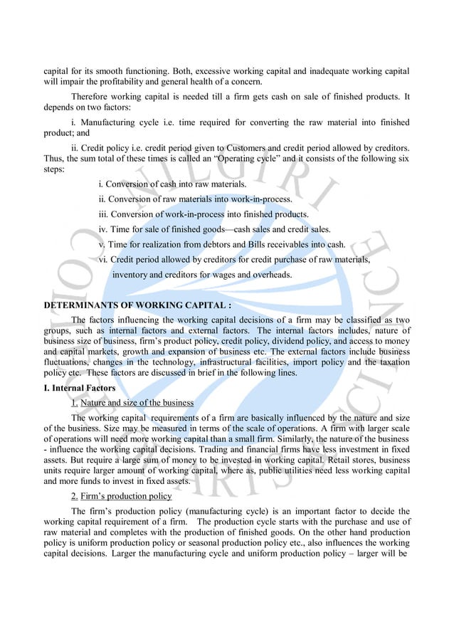 WORKING CAPITAL MANAGEMENT | PDF