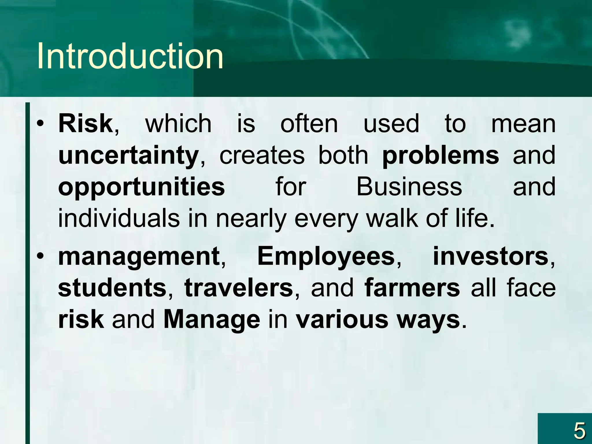 Introduction to risk management for economic | PPT