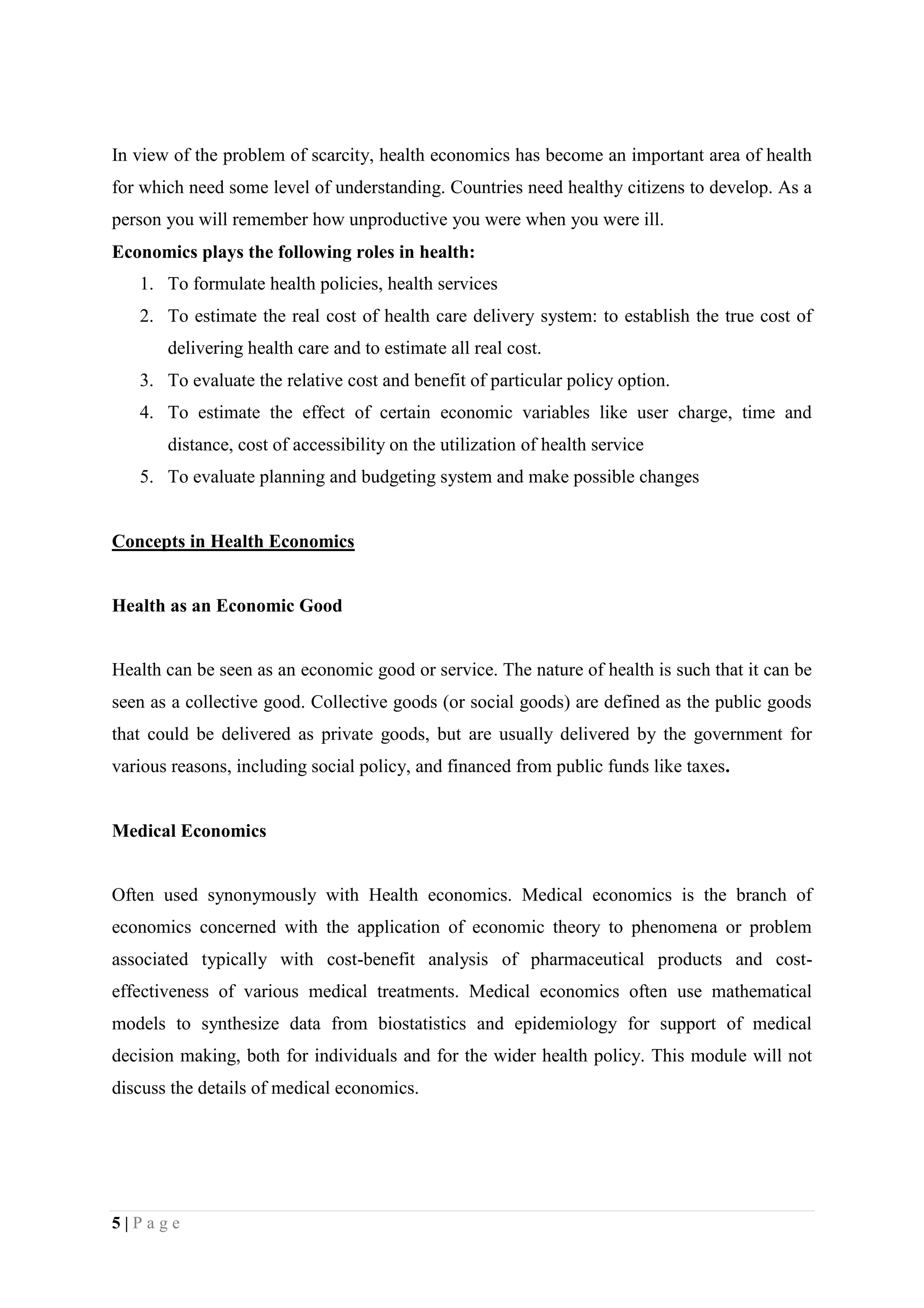 introduction to economic and health .... | PDF