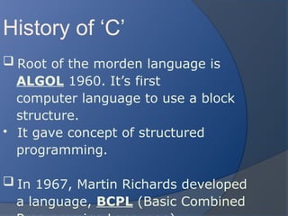 introduction to c language , basic data types, constants etc | PPT