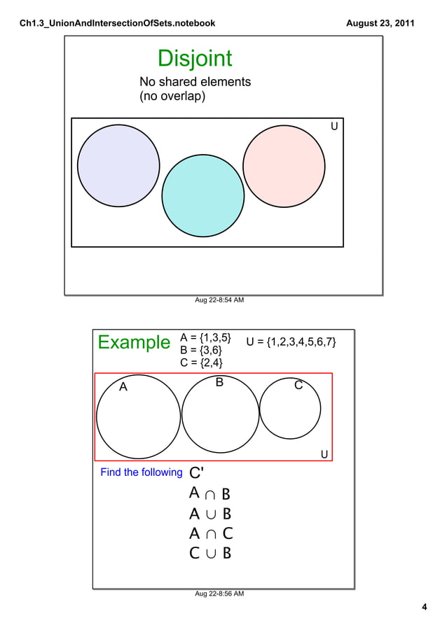 Ch1.3 union and intersection of sets | PDF