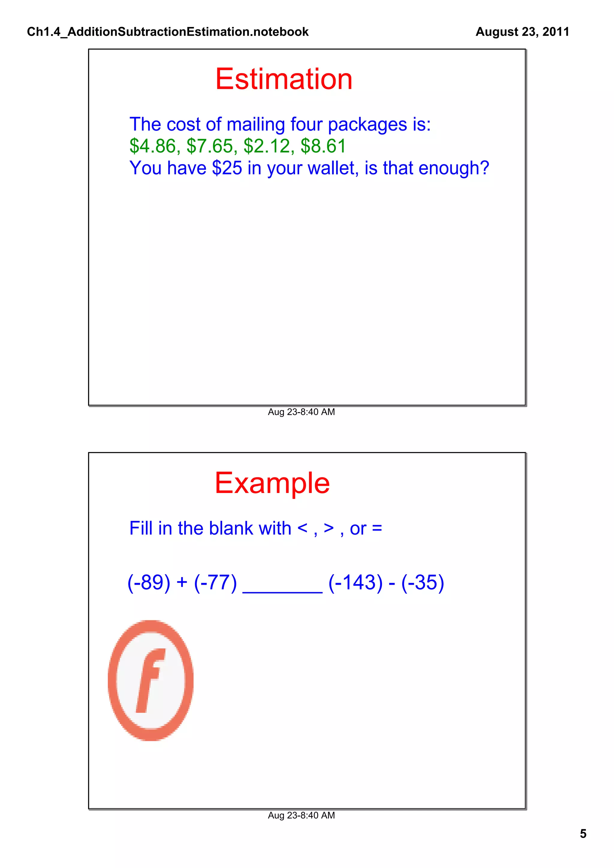 Ch1.4 addition subtraction and estimation | PDF