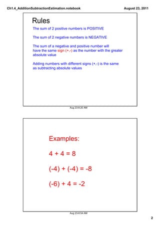 Ch1.4 addition subtraction and estimation | PDF