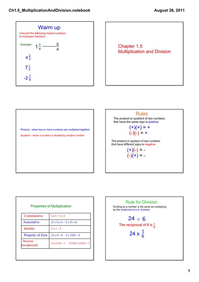 Ch1.5 Multiplication and Division | PDF