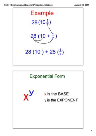Ch1.7 Distributive and Exponent Properties | PDF
