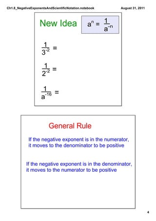 Ch1.8 Negative Exponents and Scientific Notation. | PDF