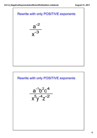 Ch1.8 Negative Exponents and Scientific Notation. | PDF