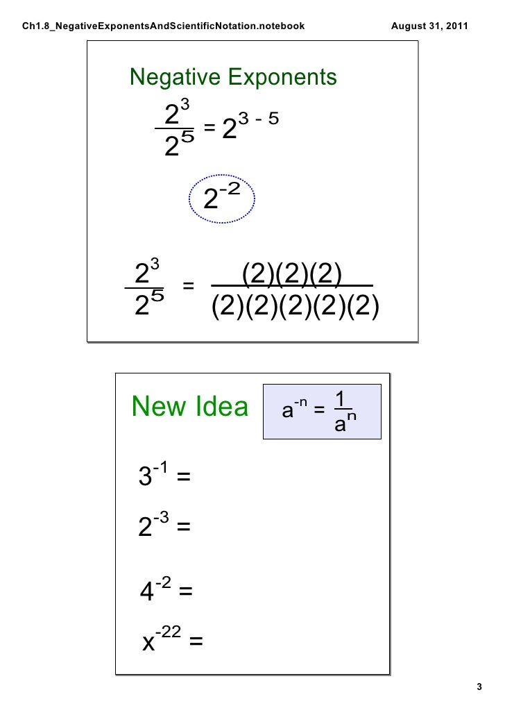 Scientific Notation Negative Exponents Worksheet