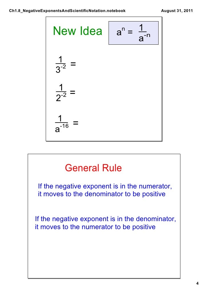 Ch1.8 Negative Exponents and Scientific Notation.