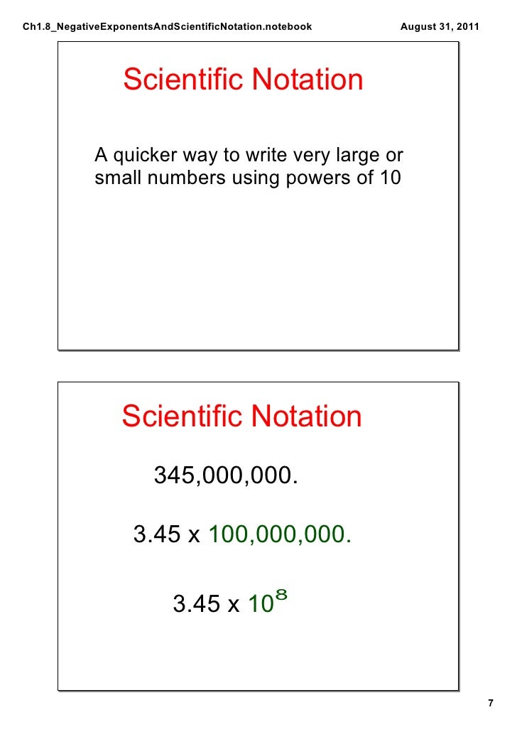 Ch1.8 Negative Exponents and Scientific Notation.