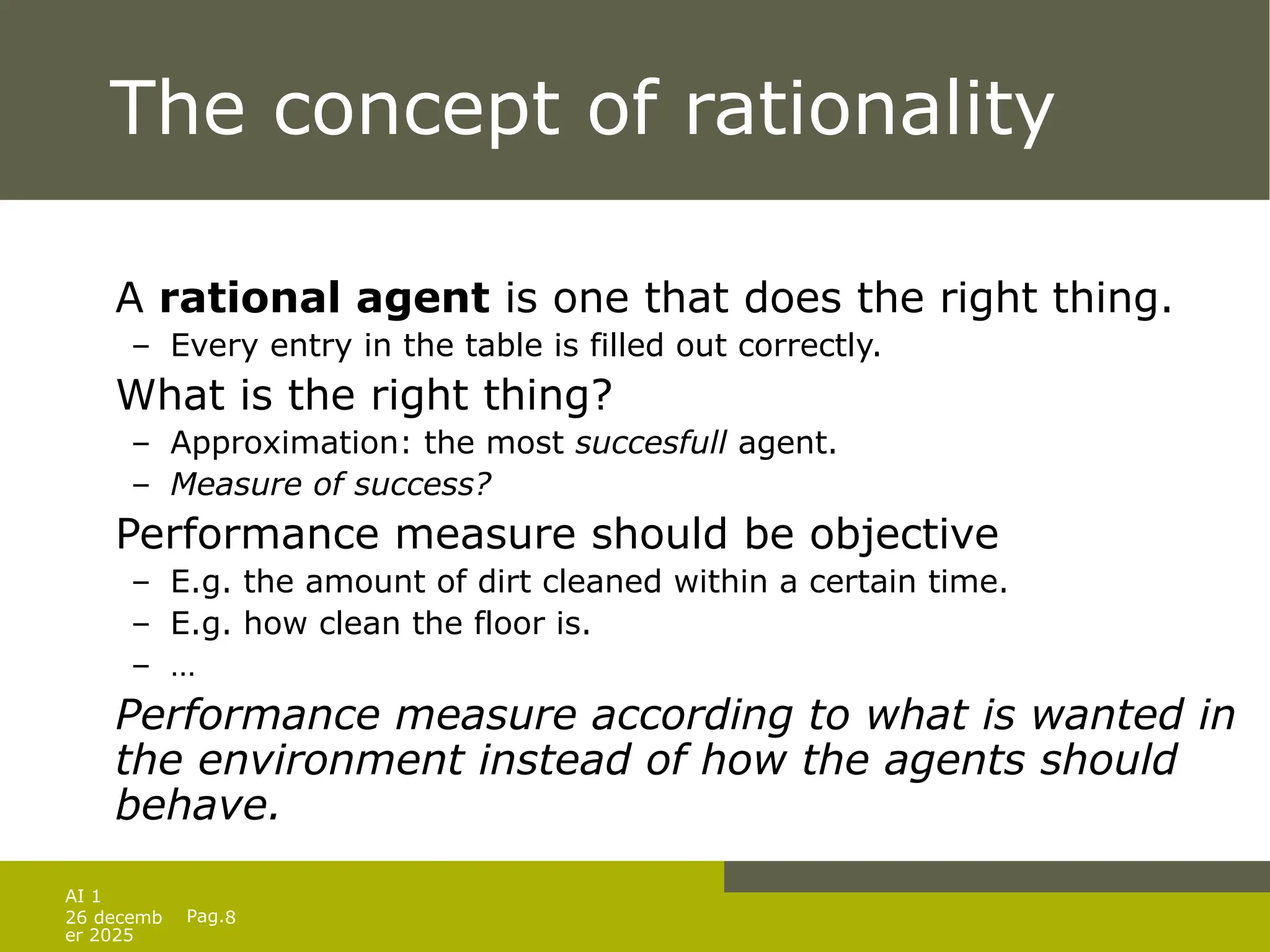 Chapter 1 explaining Agents in Artificial Intelligence | PPT