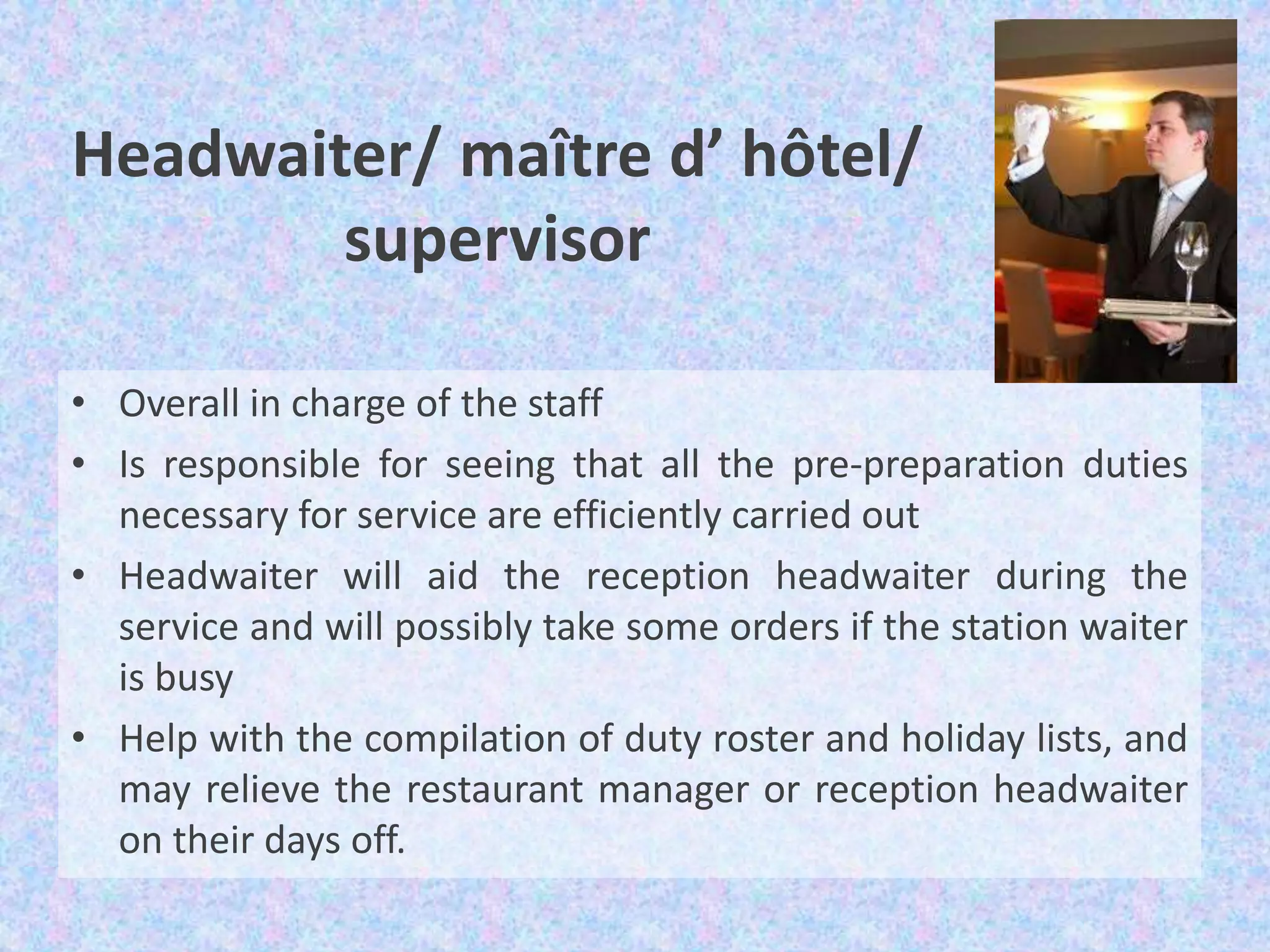 INTRODUCTION TO FOOD AND BEVERAGE SERVICES | PPT