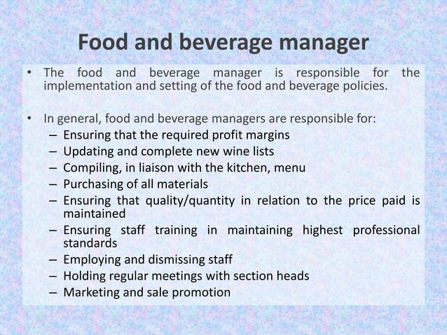 INTRODUCTION TO FOOD AND BEVERAGE SERVICES | PPT