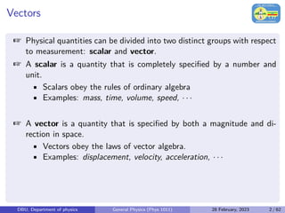 General Physics (Phys 1011): Vectors Basics | PDF