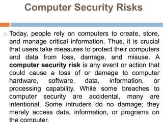 Ch # 10 computer security risks and safe guards | PPT
