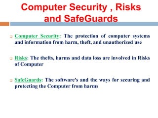 Ch # 10 computer security risks and safe guards | PPT