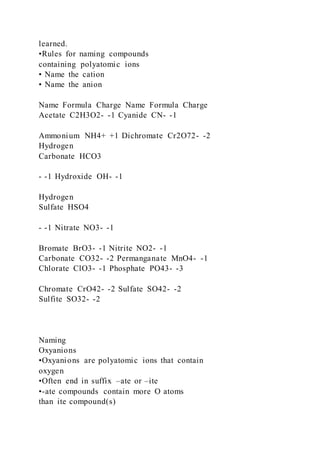 CH1000 Fundamentals of ChemistryModule 2 – Chapter 8 | PDF