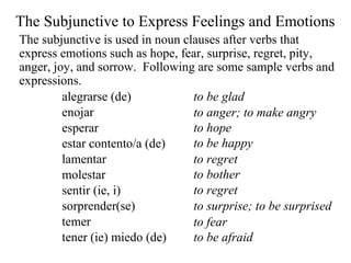 The Subjunctive to express feelings and emotions | PPT