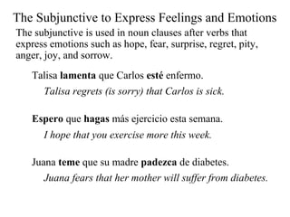 The Subjunctive to express feelings and emotions | PPT