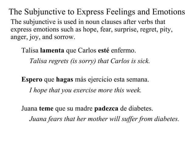 The Subjunctive to express feelings and emotions | PPT