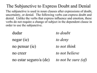 The subjunctive to express doubt and denial | PPT