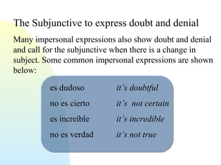 The subjunctive to express doubt and denial | PPT