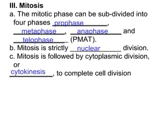 Cell Division - Mitosis and Meiosis lect | PPT