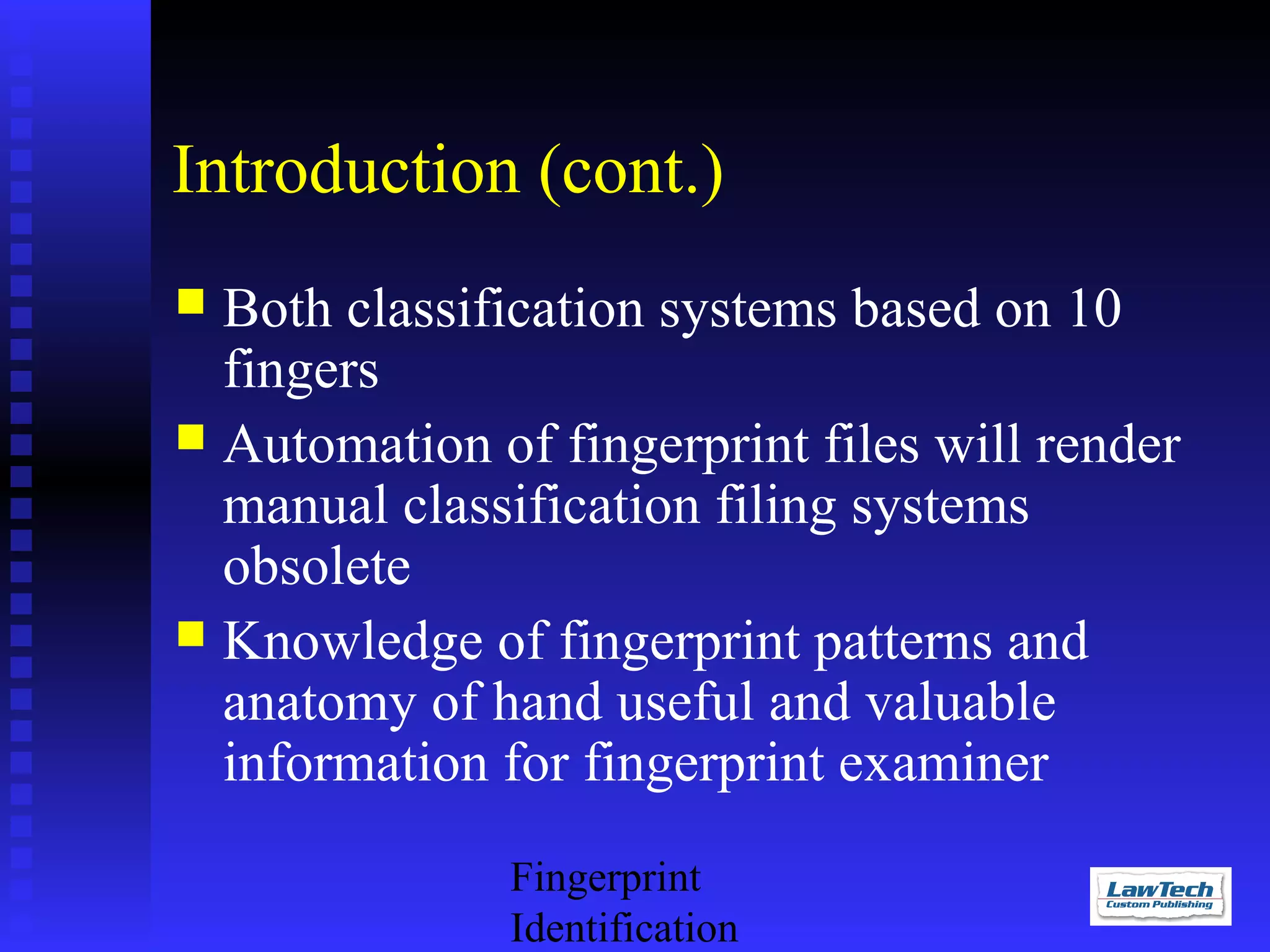 fingerprint classification systems Henry and NCIC | PPT