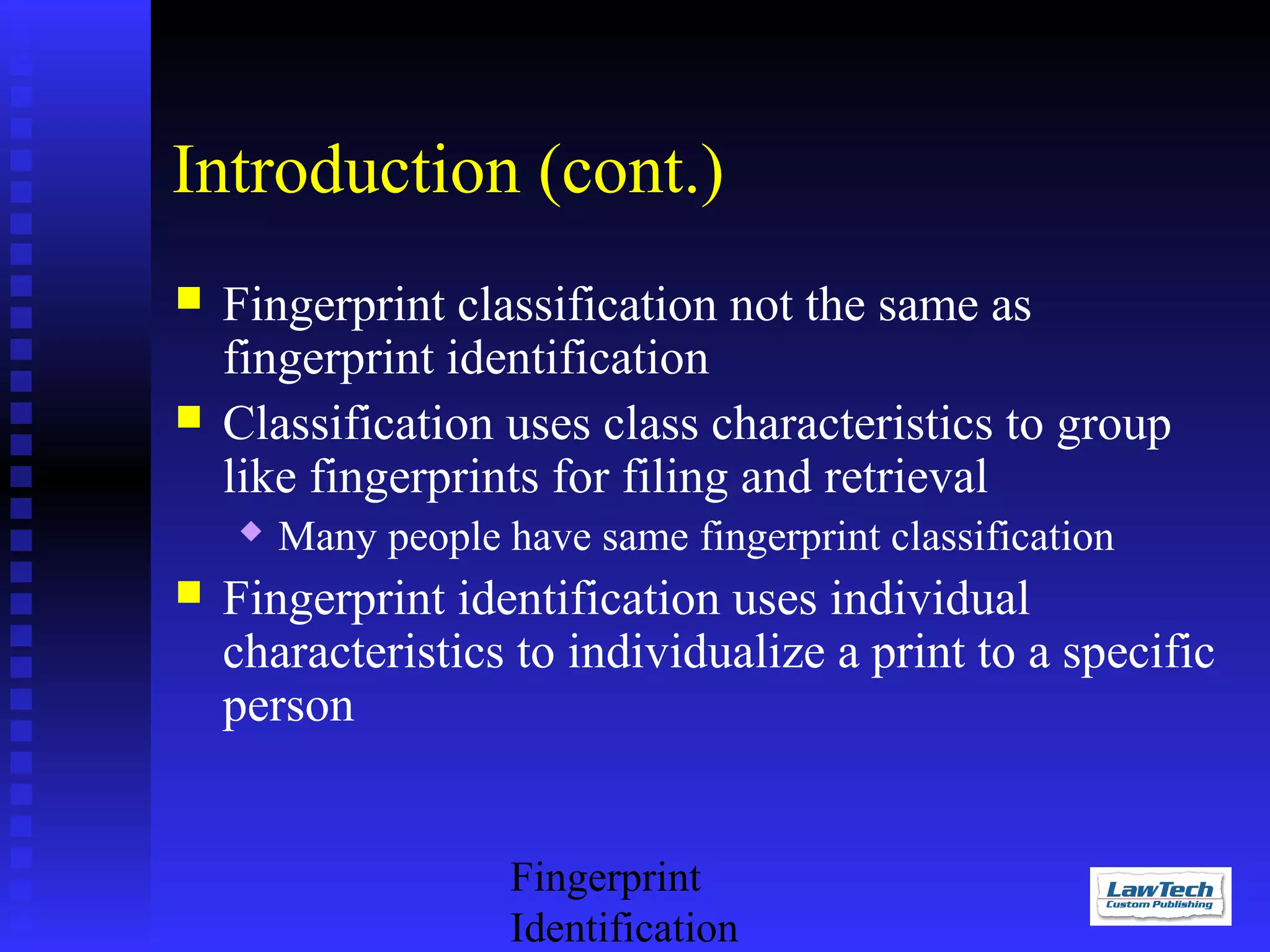 fingerprint classification systems Henry and NCIC