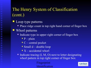 fingerprint classification systems Henry and NCIC | PPT