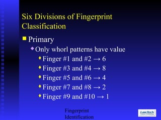 fingerprint classification systems Henry and NCIC | PPT