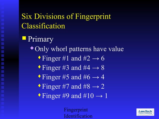 fingerprint classification systems Henry and NCIC | PPT