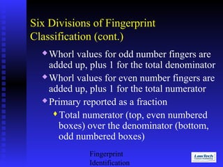 fingerprint classification systems Henry and NCIC | PPT