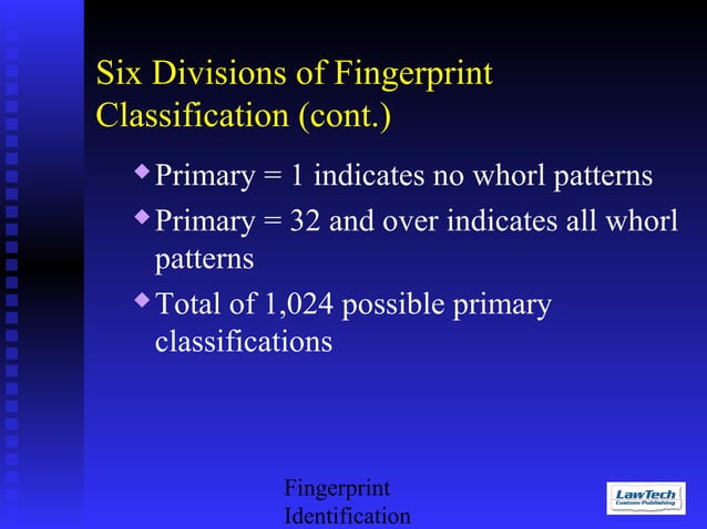 fingerprint classification systems Henry and NCIC | PPT
