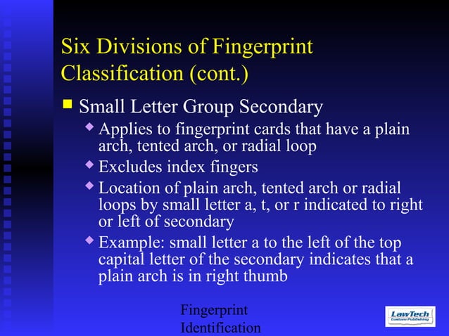 fingerprint classification systems Henry and NCIC | PPT