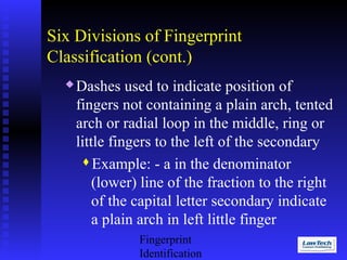 fingerprint classification systems Henry and NCIC | PPT