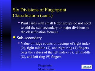 fingerprint classification systems Henry and NCIC | PPT