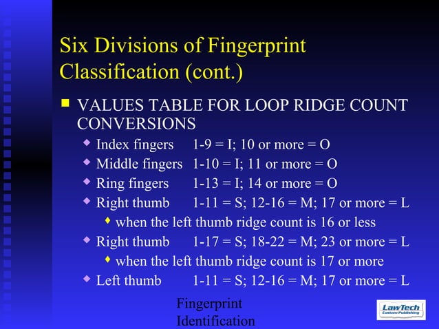 fingerprint classification systems Henry and NCIC | PPT