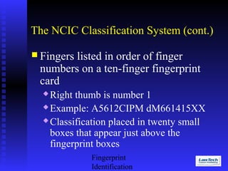 fingerprint classification systems Henry and NCIC | PPT