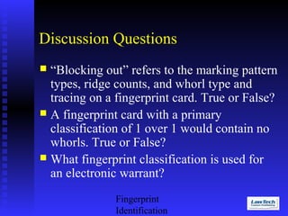 fingerprint classification systems Henry and NCIC | PPT
