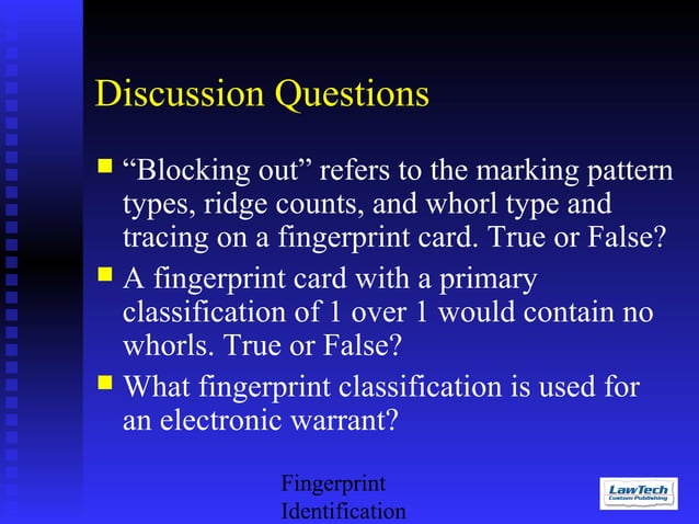 fingerprint classification systems Henry and NCIC | PPT