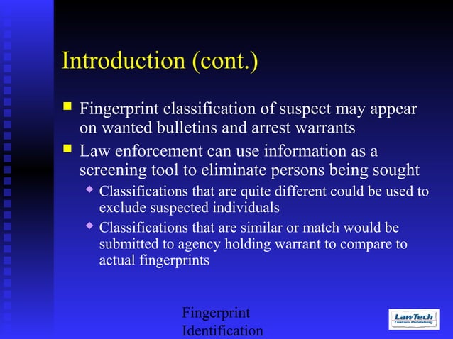 fingerprint classification systems Henry and NCIC