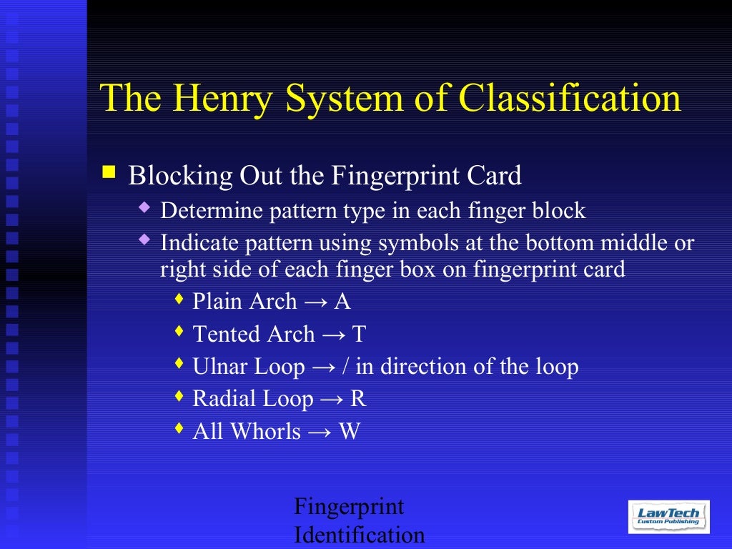 fingerprint classification systems Henry and NCIC