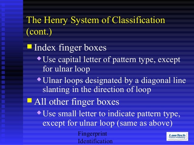 fingerprint classification systems Henry and NCIC