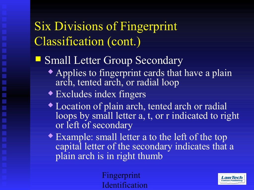 fingerprint classification systems Henry and NCIC