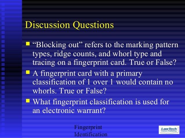 fingerprint classification systems Henry and NCIC
